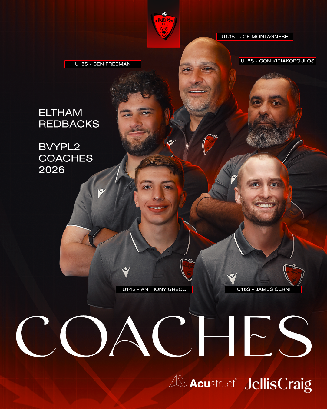 Eltham Redbacks announce BVYPL2 Coaching Team for 2026 - Eltham Redbacks FC